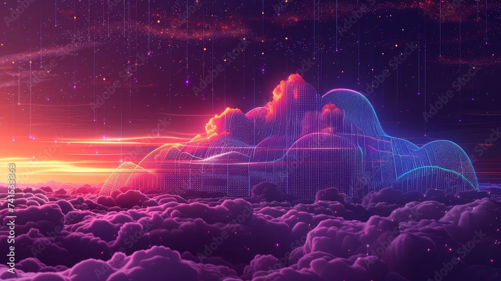 Animated sequence of a data packet traveling through cloud ...
