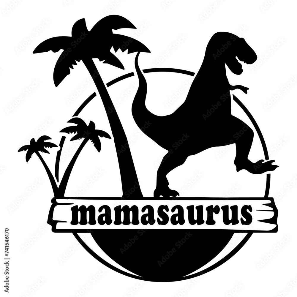 Mamasaurus Graphic With Dinosaur Silhouette, Dinosaur Vector Cut File ...