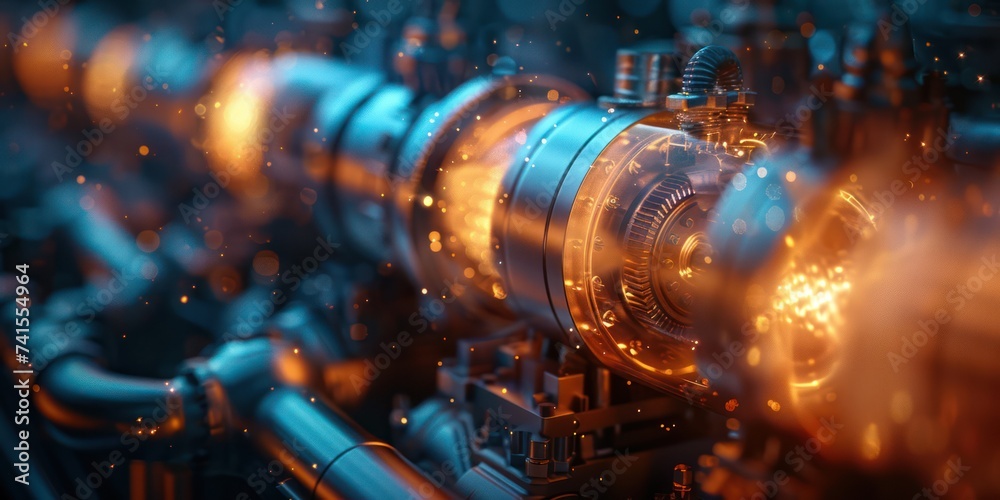 Expert engineers are powering the engine with hydrogen fuel rods Stock ...