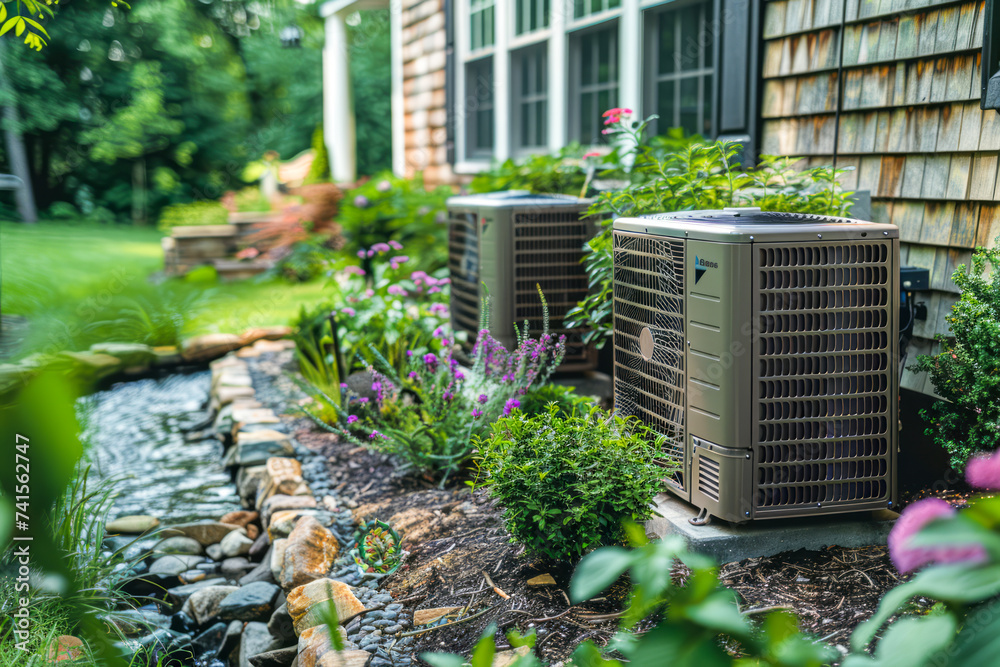 A photo of a model instruction sheet with an outdoor air conditioner ...