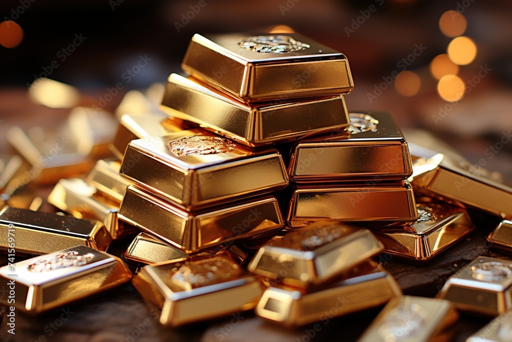 An impressive display of extremely shiny precious gold bars graces the ...