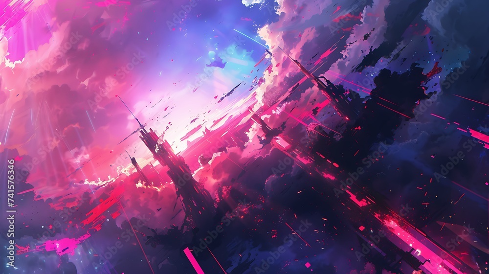 Abstract Anime background, manga style, LOFI, colorful wallpaper ...