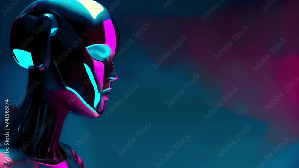 Vidéo Stock Full-length futuristic android robot. Plain background ...