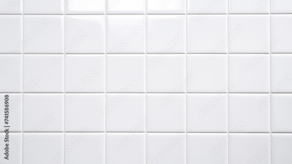 White rectangle mosaic tiles texture background. Classic white metro ...