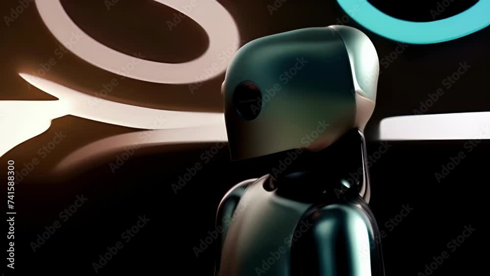 Vidéo Stock Full-length futuristic android robot. Plain background ...