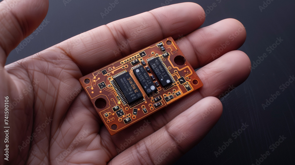 Abstract circuit board with a lot of micro chips. Electronic circuit ...