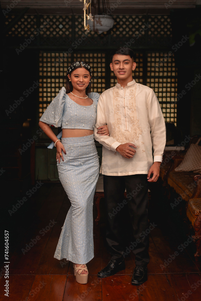 A young couple showcases the beauty of Filipino traditional clothing ...