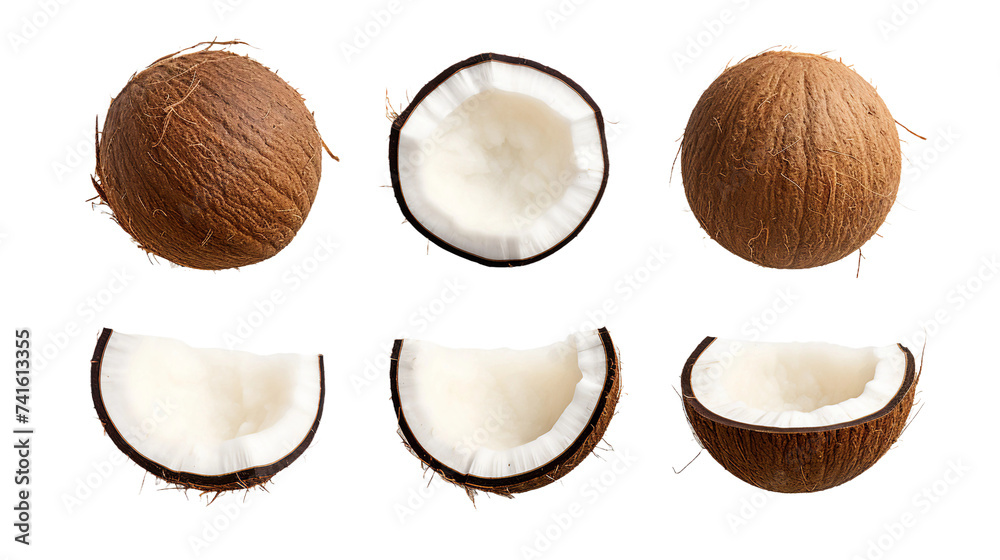 Coconut Collection: Exotic Fruits Isolated on Transparent Backgrounds ...