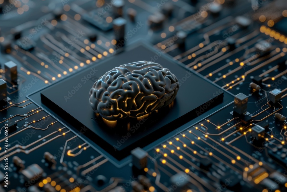 AI Brain Chip huntington disease. Artificial Intelligence vital sign monitors mind general ...
