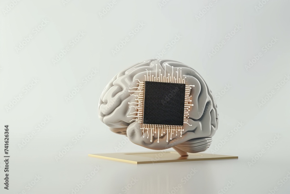 AI Brain Chip brain computer interface. Artificial Intelligence brain computer interfacing mind ...