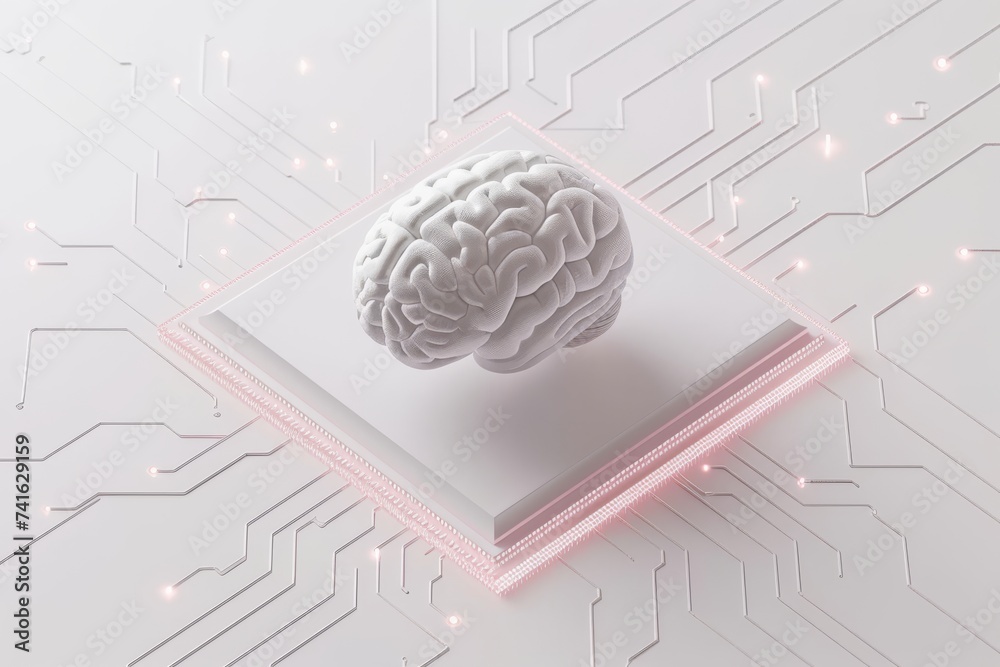 AI Brain Chip neural modulation. Artificial Intelligence interface ...
