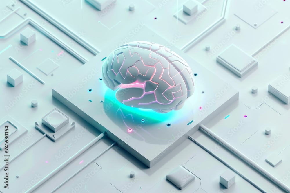 AI Brain Chip die shrinking. Artificial Intelligence emotion mind ...