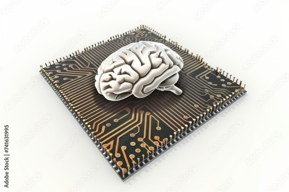 AI Brain Chip brain computer interface future. Artificial Intelligence ...