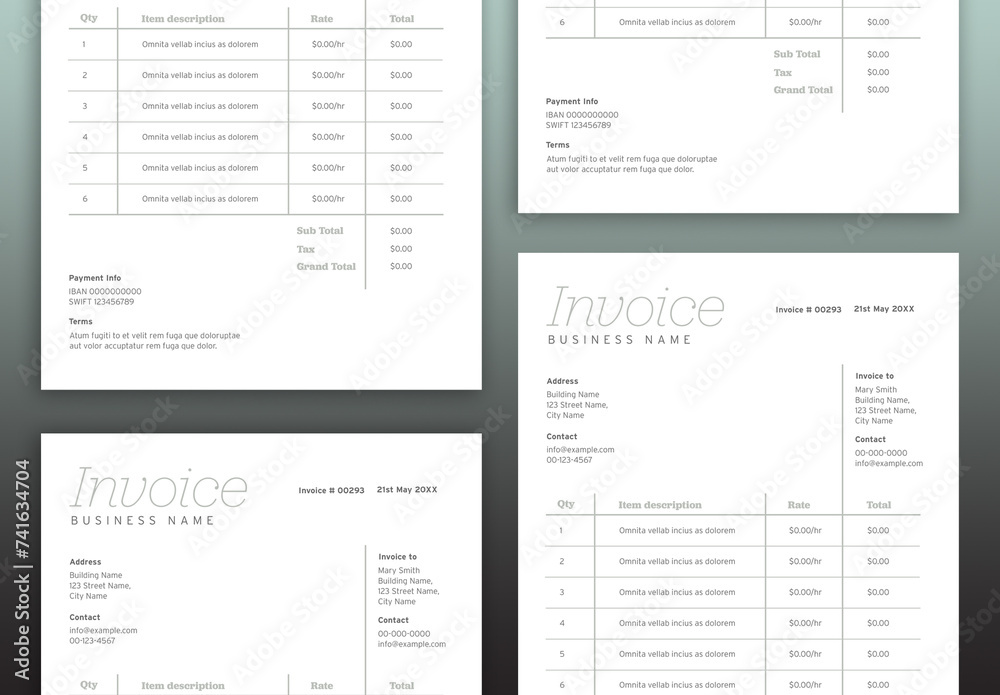 Invoice Layout with Organic Palette Stock Template | Adobe Stock