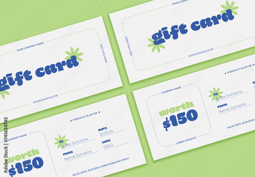 Gift Card Layout with Bold Typography Stock Template | Adobe Stock