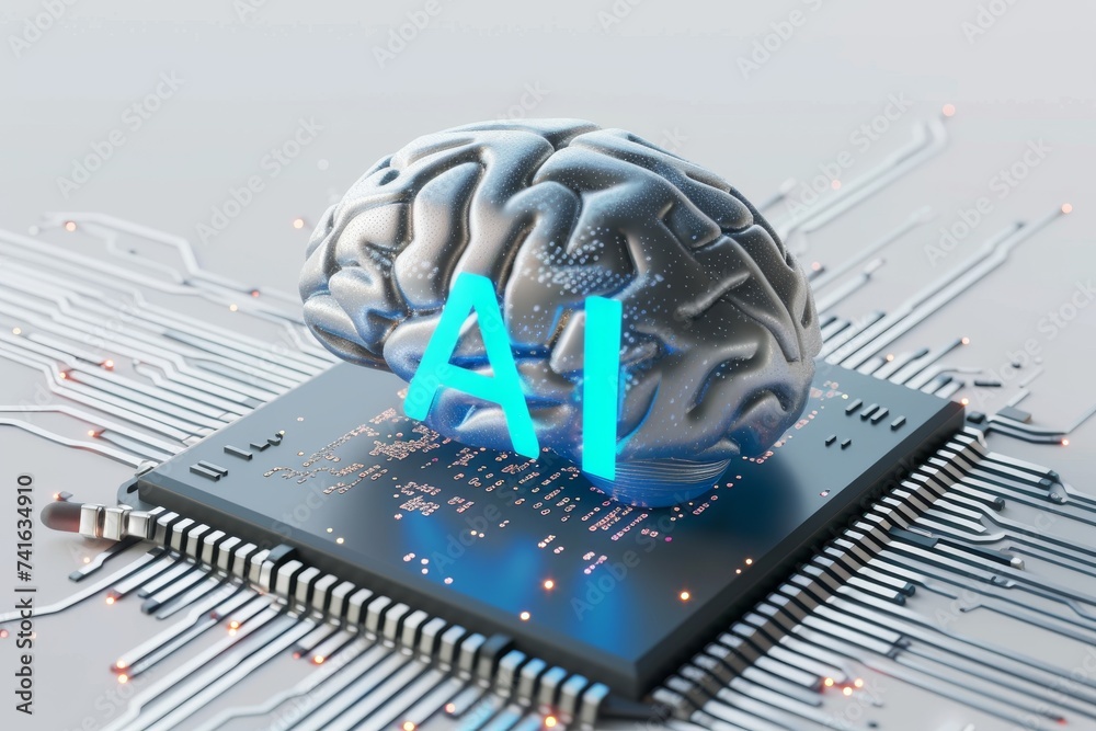 AI Brain Chip cognitive computing. Artificial Intelligence brain tumor ...