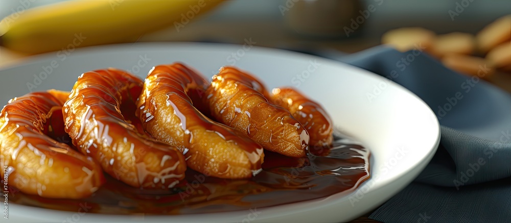 gourmet flambeed fried banana in orange juice reduction sauce and ...