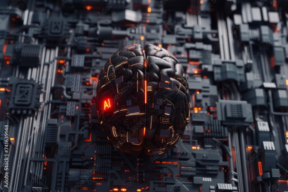 AI Brain Chip apache spark. Artificial Intelligence i/o port human data ...