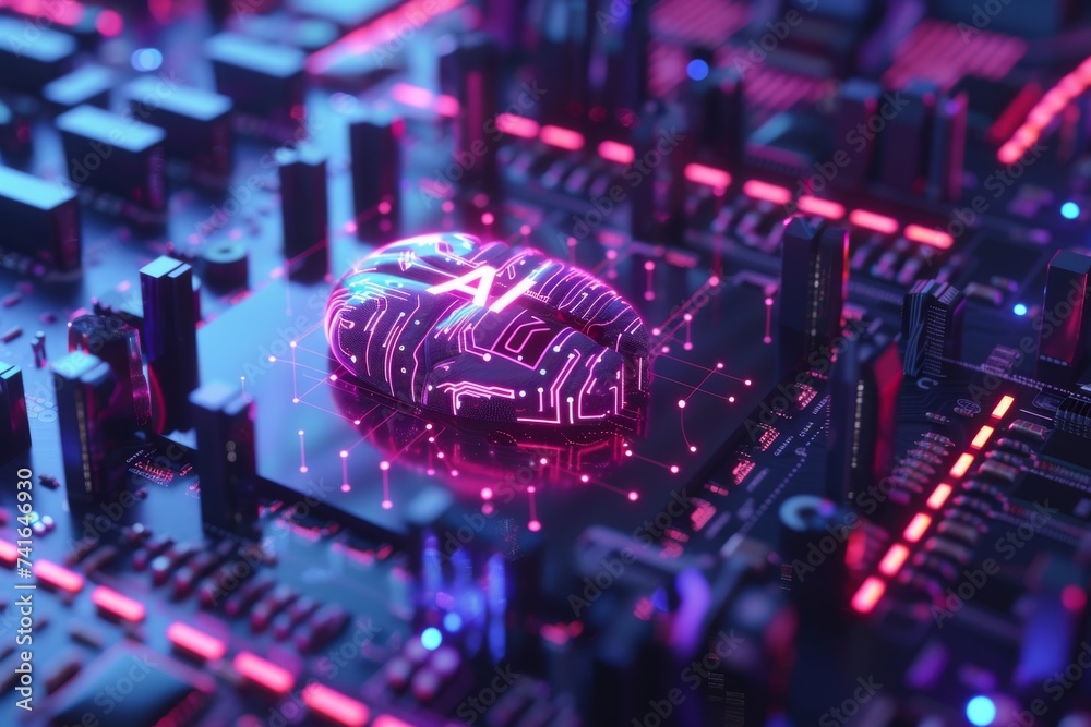 AI Brain Chip axon injury. Artificial Intelligence cognitive computing ...