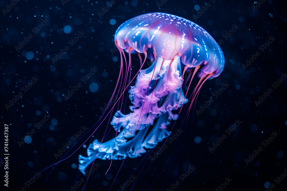 Foto de A mesmerizing coelenterate gracefully glides through the ...