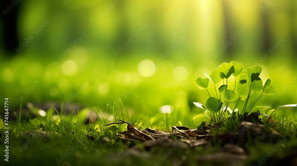 Arrière-plan d'une nature florissante, verte et ensoleillée. Ambiance ...