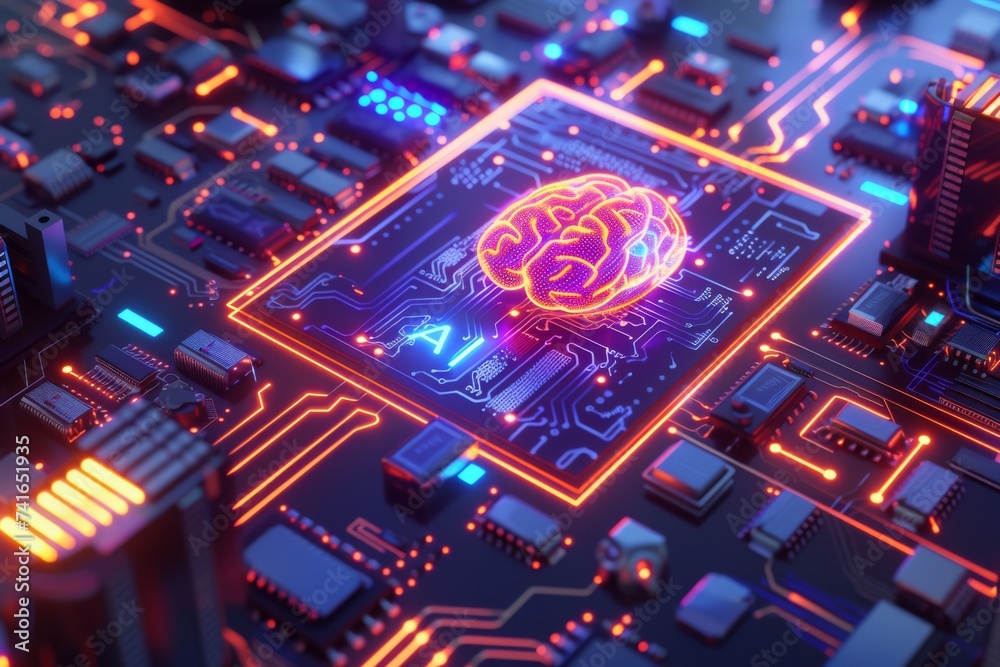 AI Brain Chip data processing strategy. Artificial Intelligence medtech human problem solving ...