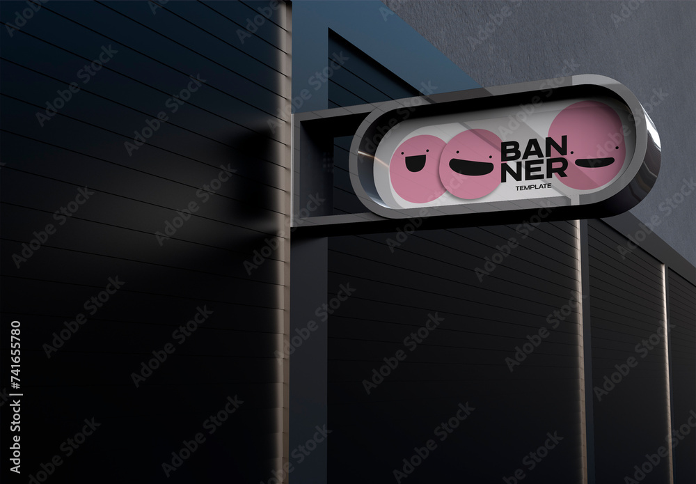 3d Outdoor Store Banner Signage Mockup Stock Template | Adobe Stock