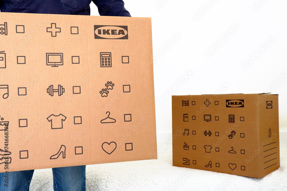 IKEA cardboard boxes used during the move. IKEA is the world's largest ...