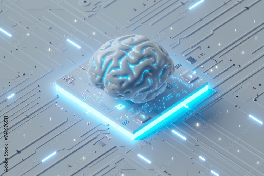 AI Brain Chip cognitive flexibility. Artificial Intelligence silicon ...
