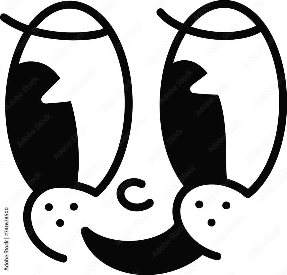 Retro 30s cartoon mascot character funny face. 50s, 60s old animation ...