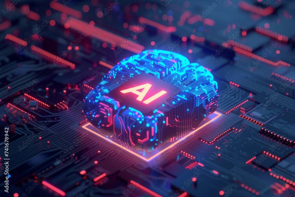 AI Brain Chip memory module. Artificial Intelligence neural interface ...