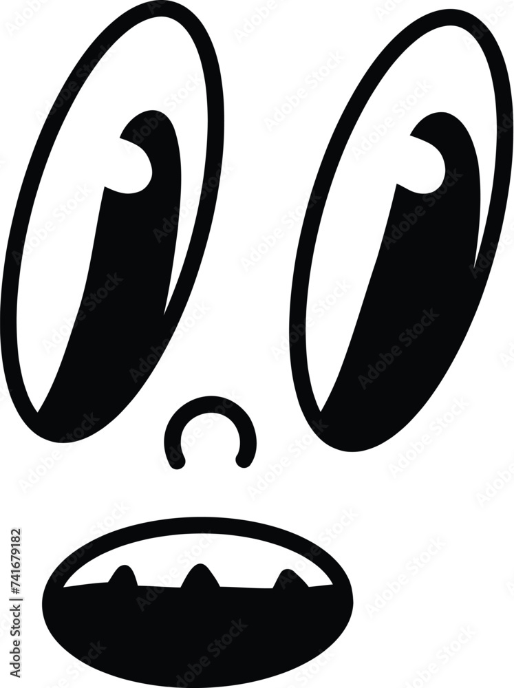Retro 30s cartoon mascot character funny face. 50s, 60s old animation ...