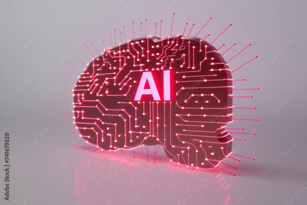 AI Brain Chip neural network. Artificial Intelligence neurotechnology benefit mind digital ...