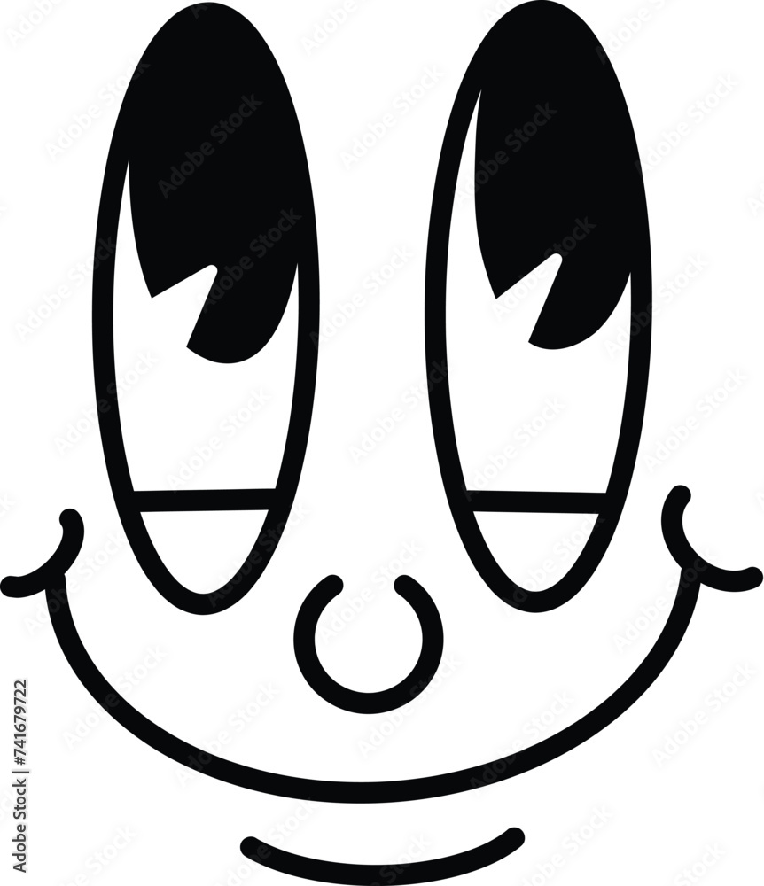 Retro 30s cartoon mascot character funny face. 50s, 60s old animation ...