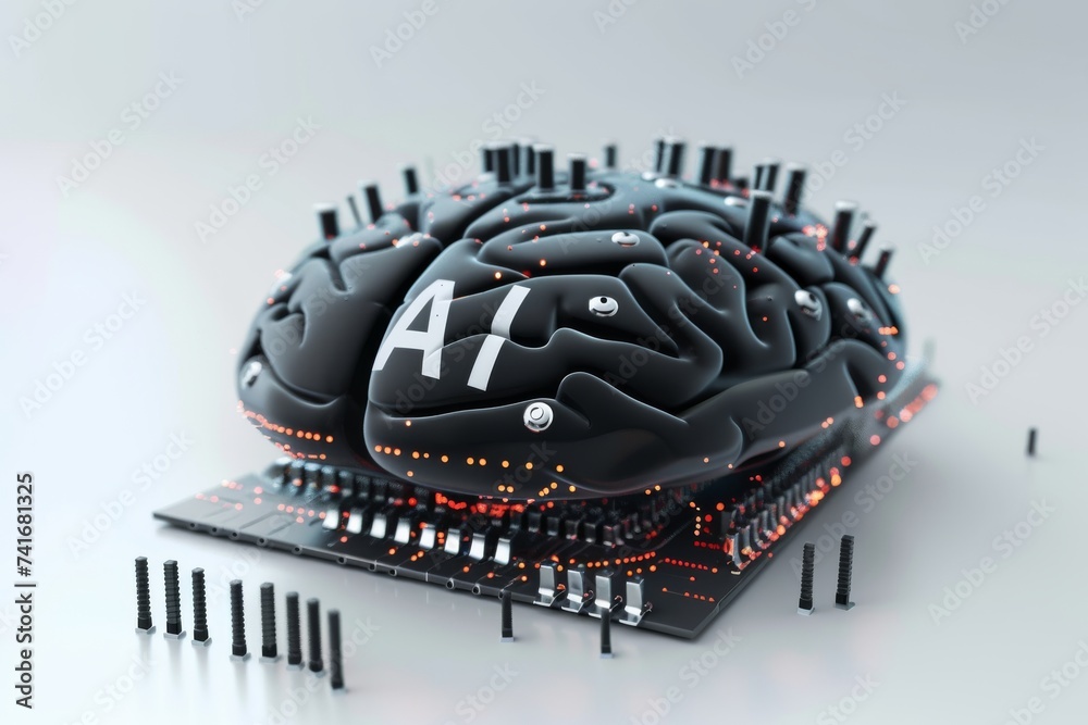 AI Brain Chip stream visualization. Artificial Intelligence endorphins ...