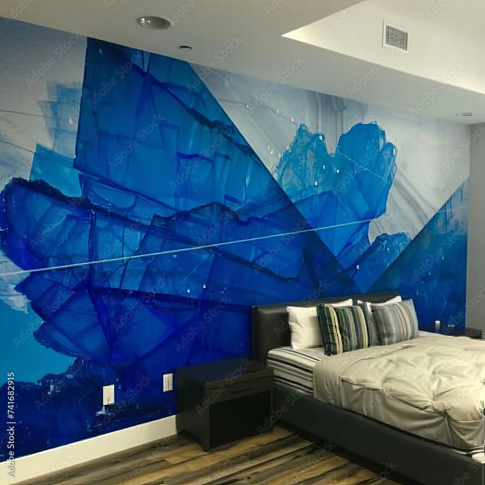 Vinyl wrap home modern and steyized walls hyper realistic blue and ...