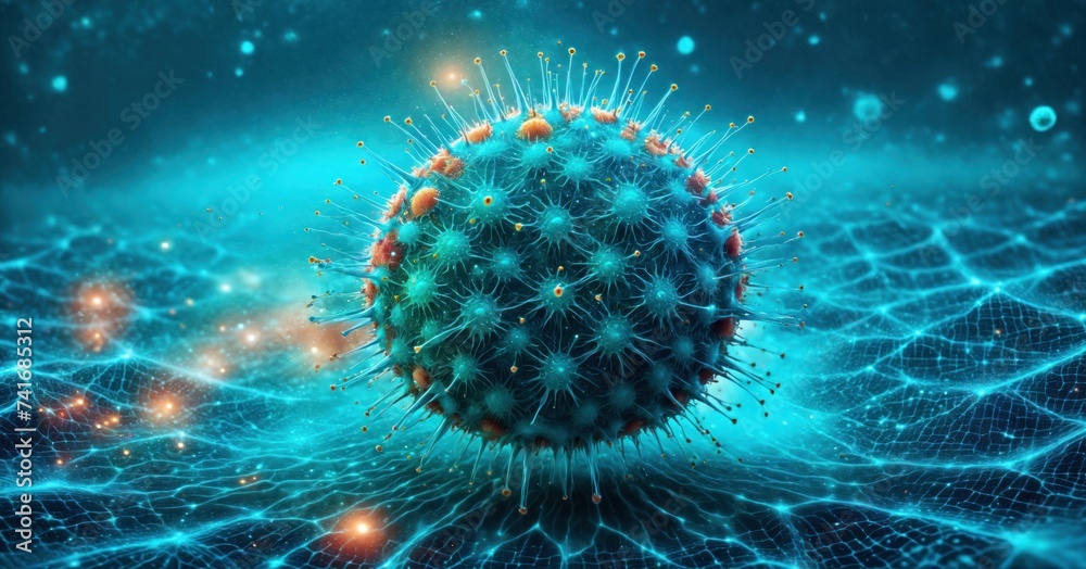 Abstract viral infection process, pathogen, bacteria, biotechnology ...