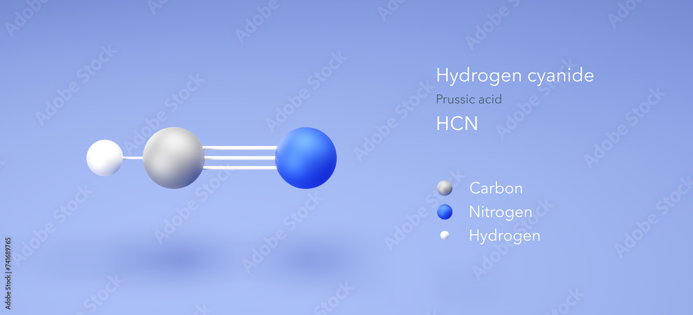 hydrogen cyanide molecule, molecular structures, precursor, 3d model ...