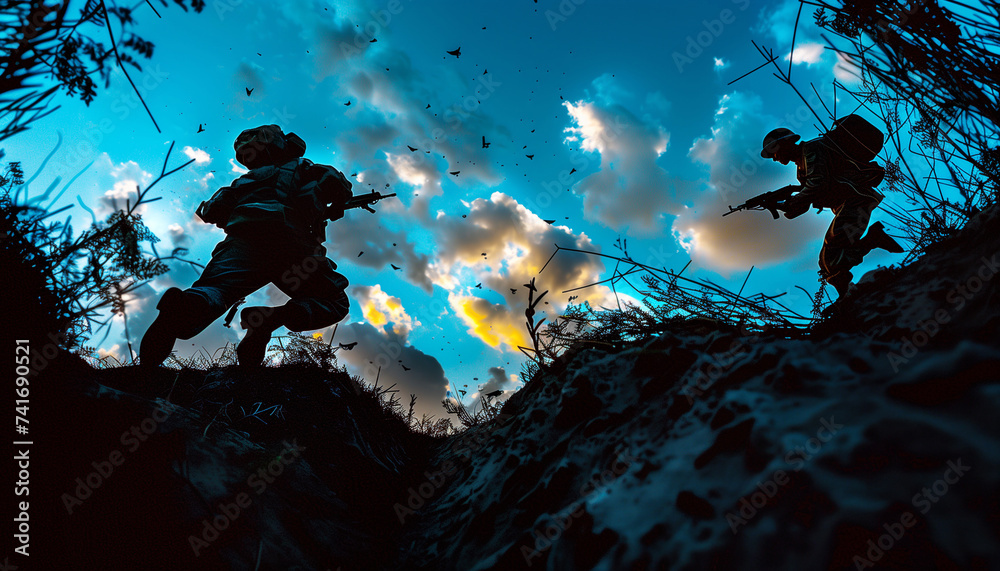 infantry forces military soldiers in uniform with Assault rifles ...