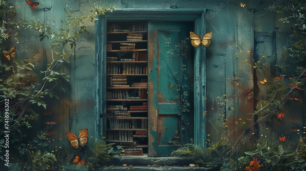 Childrens quest for knowledge depicted in a graphic collage where books ...