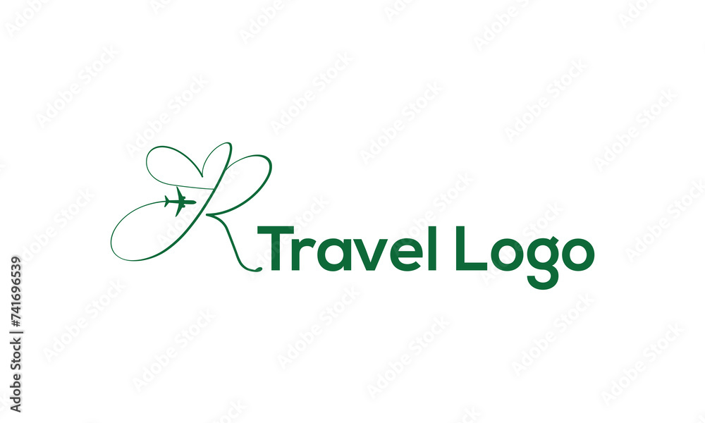 letter R with plane and airline logo vector template. Suitable for ...
