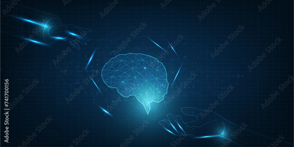 Technology Artificial intelligence (AI) brain animation digital data ...