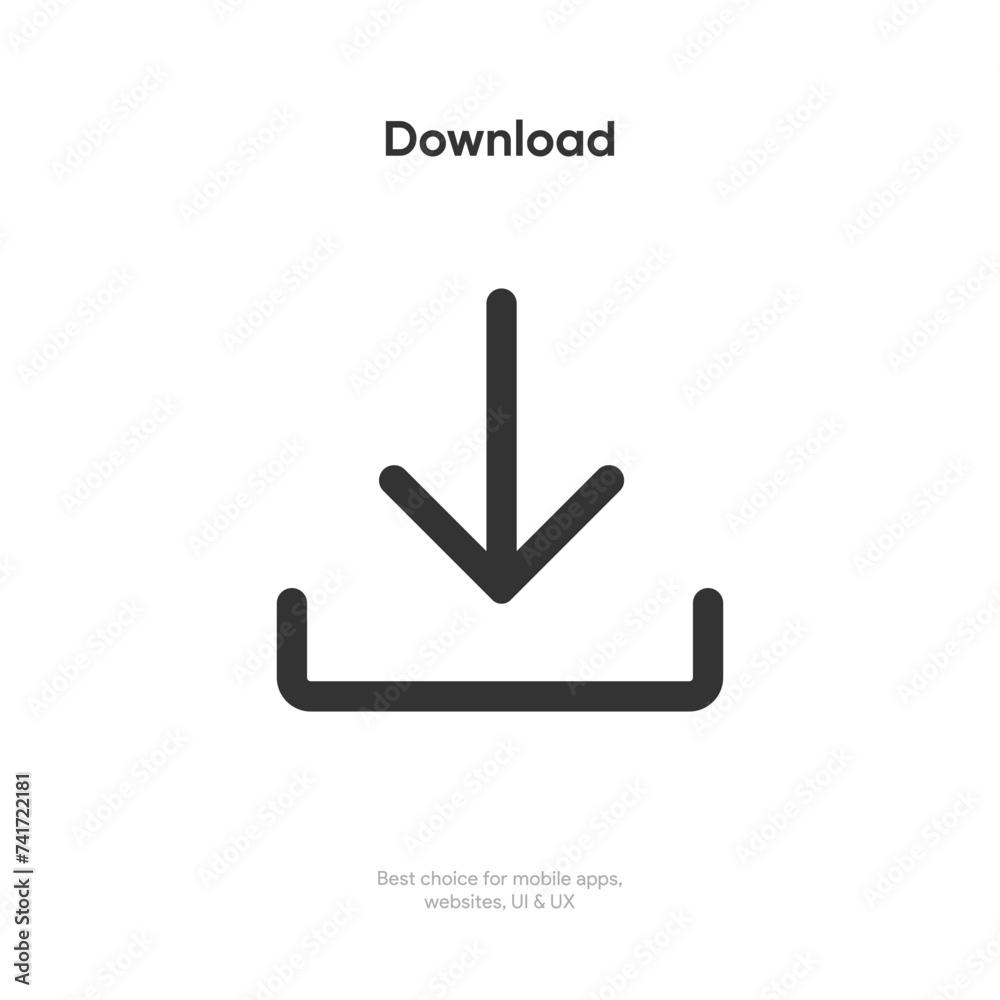 3D download button icon. Upload icon. Down arrow bottom side symbol ...