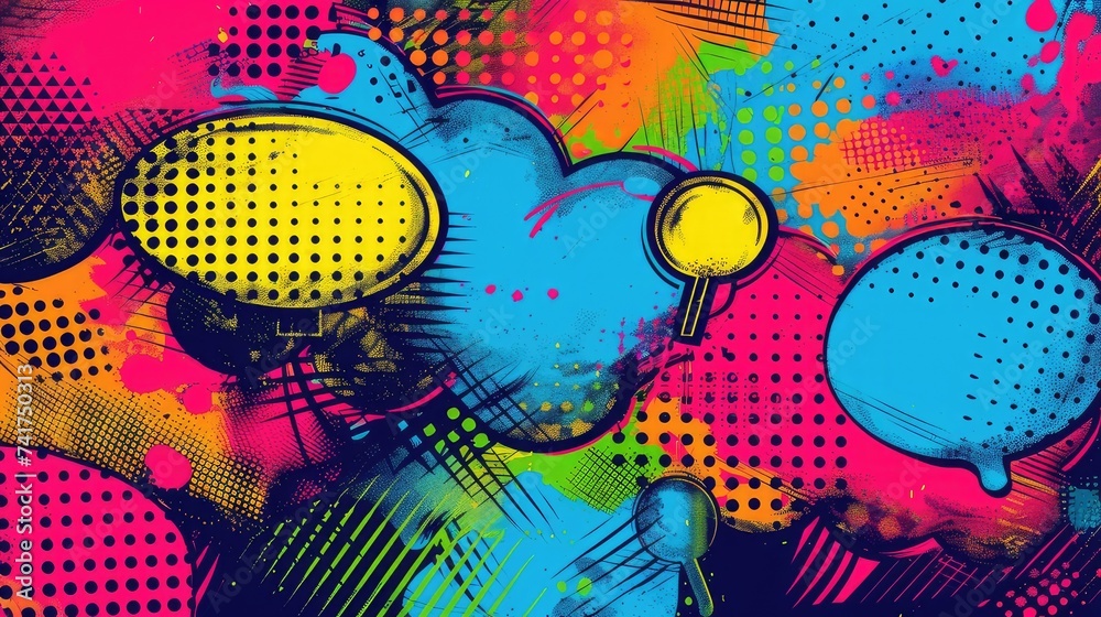 Dynamic Comics Background with Cartoon Speech Bubbles and Halftones ...