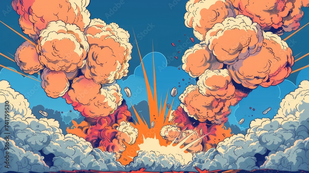 Intense Comic Book Background with Striking Flames and Smoke Effects ...