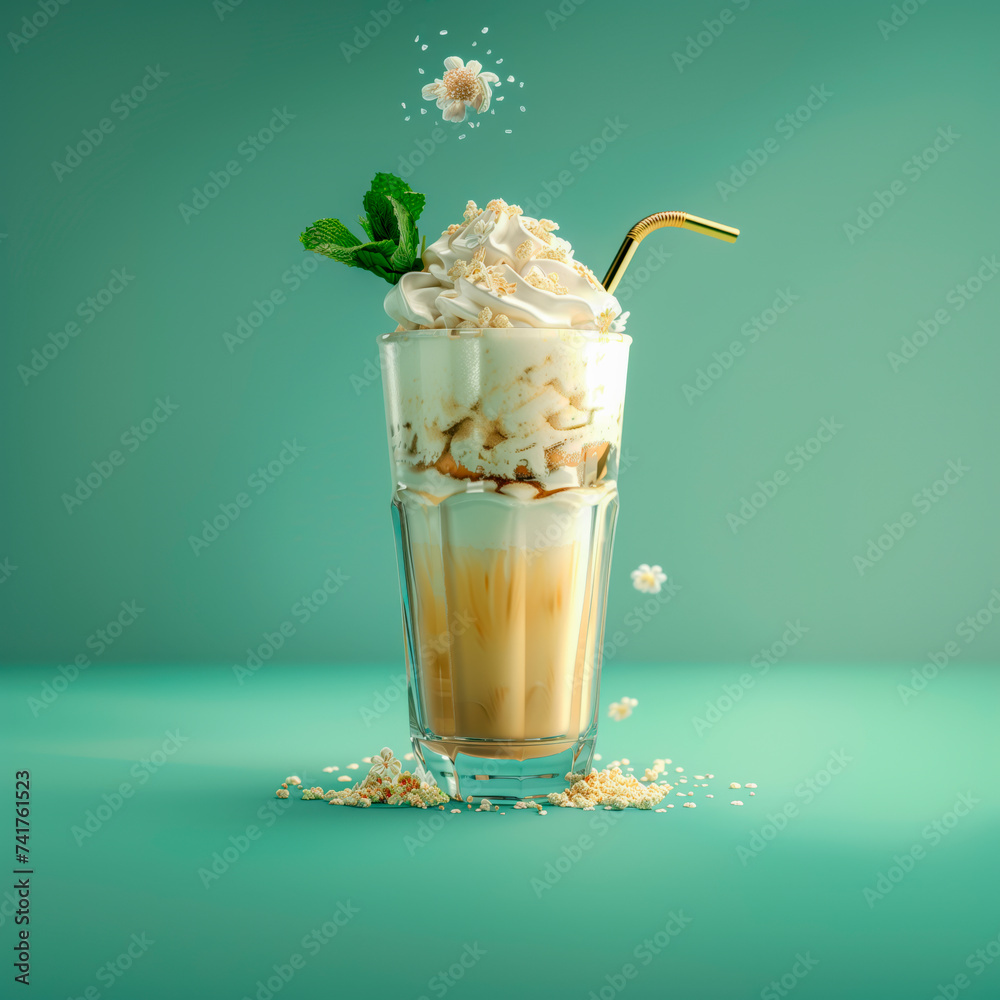 Delicious minty mocca milkshake, with whipped cream, golden crunchy ...