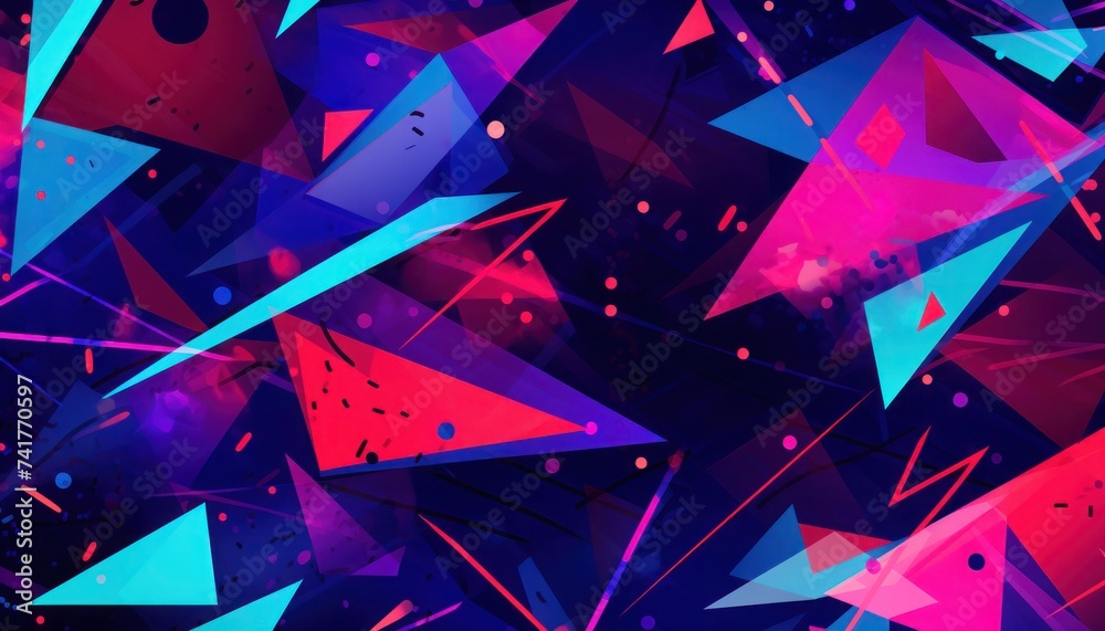 Vibrant background with broken geometric shapes and lines. The colors ...
