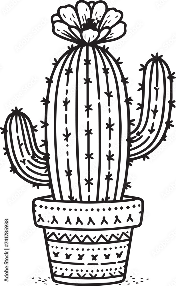 pencil sketch cactus drawing, cactus drawing black and white, simple cactus drawing in black and ...