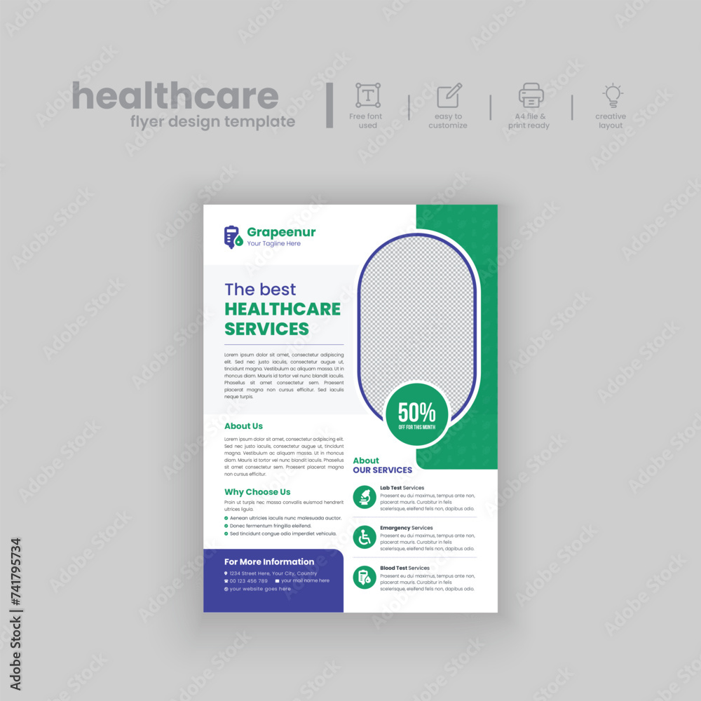 Poster Medical Healthcare Flyer Design Template, Editable Flyer design ...
