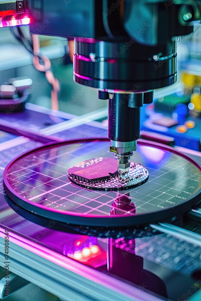 Computer chip manufacturing at fab. Semiconductor packaging process ...